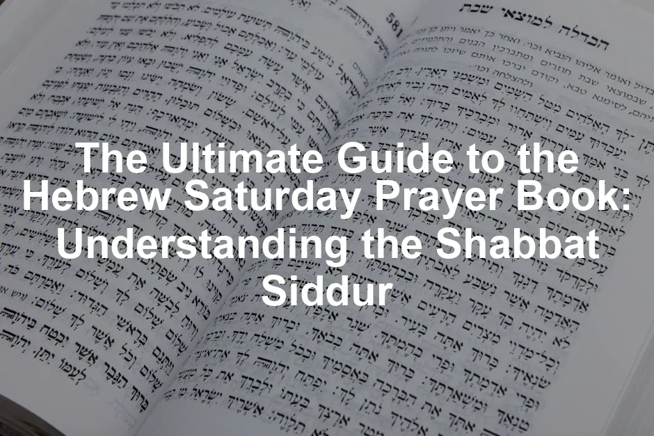 The Ultimate Guide to the Hebrew Saturday Prayer Book: Understanding the Shabbat Siddur